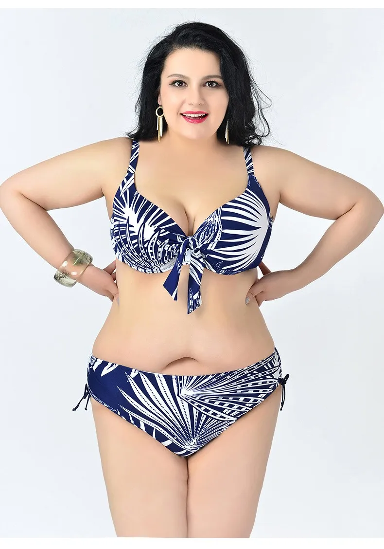 HZYEYO пуш-ап плюс размер бикини большого размера Набор 2XL до 6XL жир женский купальный костюм ...