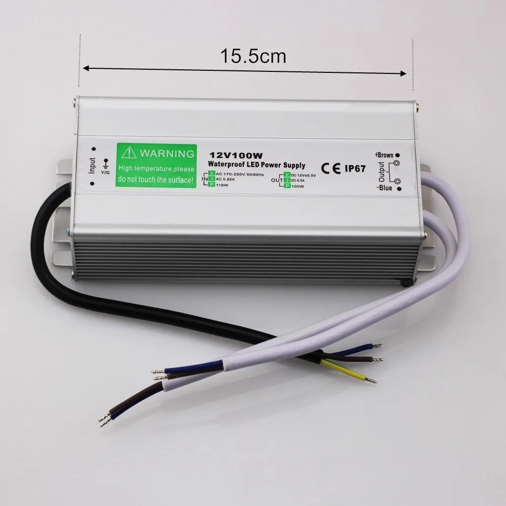 Waterproof DC12V LED Power Supply IP67 170V 250V Input 100W 12V Output ...