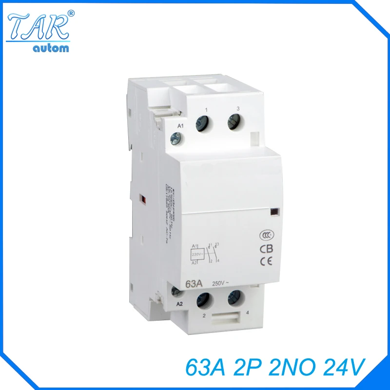 Din rail contactor de CA para el hogar 63A 2NO 24V contactor Modular de ...
