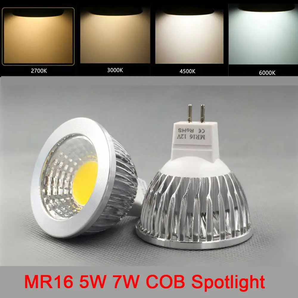10Pcs Super deal MR16 COB 5W 7W LED Bulb Lamp MR16 12VDC Warm White ...