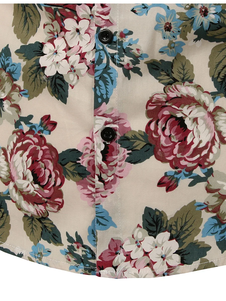 Мужские рубашки в стиле ретро с цветочным принтом, новая модная ...