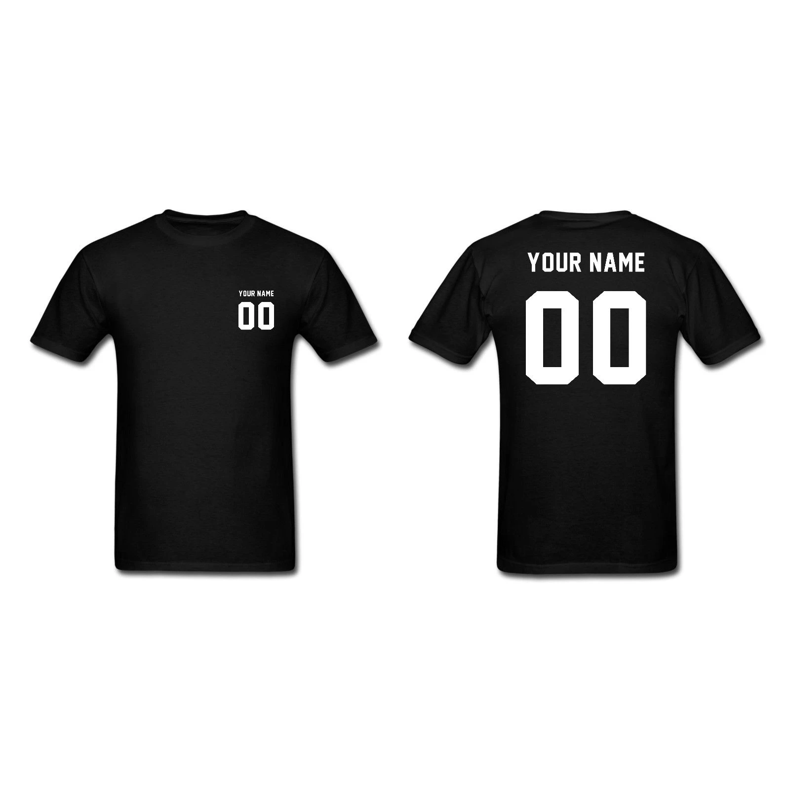 CUSTOM PERSONALIZED MENS COTTON T SHIRT NAME AND NUMBER PRINT FRONT AND ...