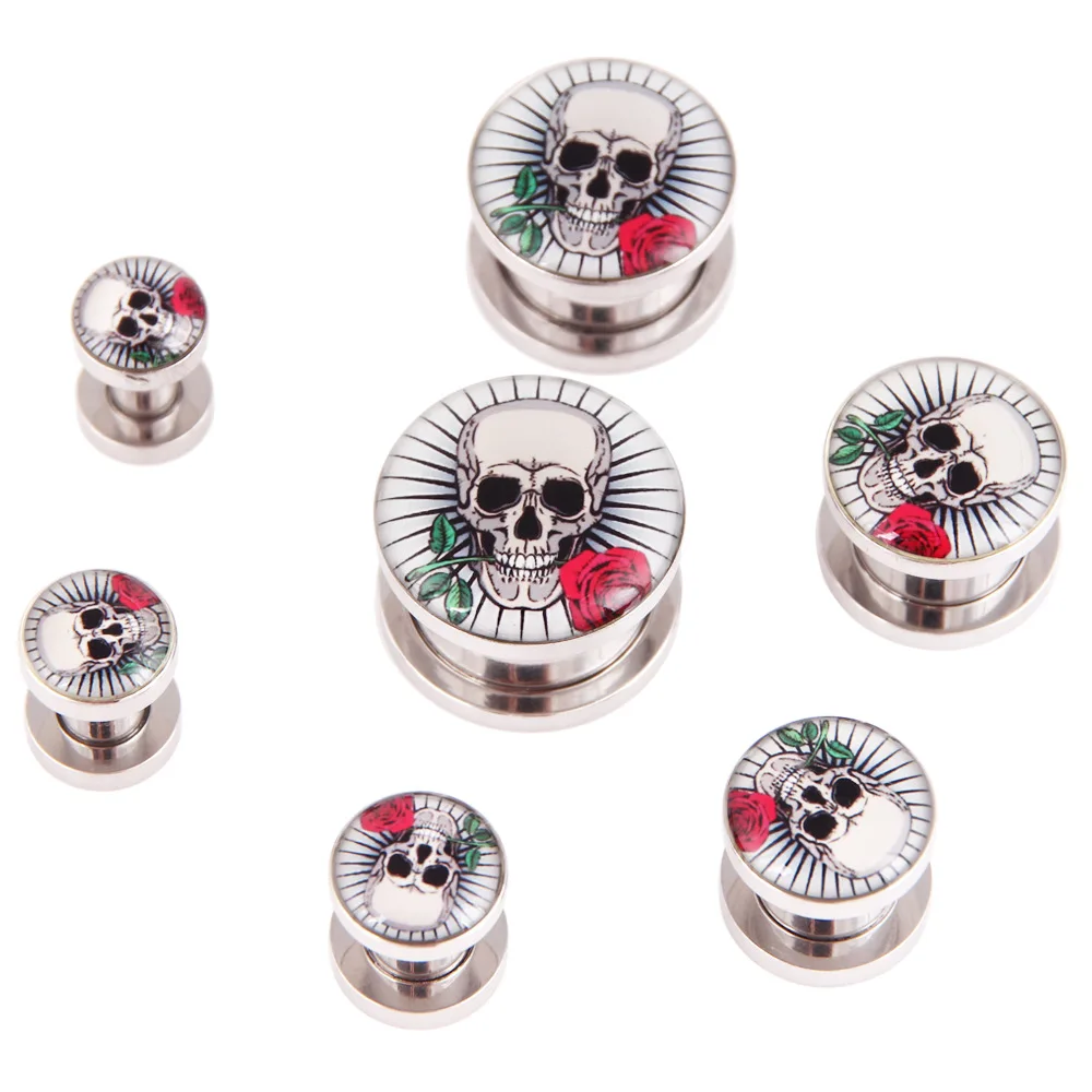Expansores de oreja de acero inoxidable, dilatadores de cráneo epoxi ...
