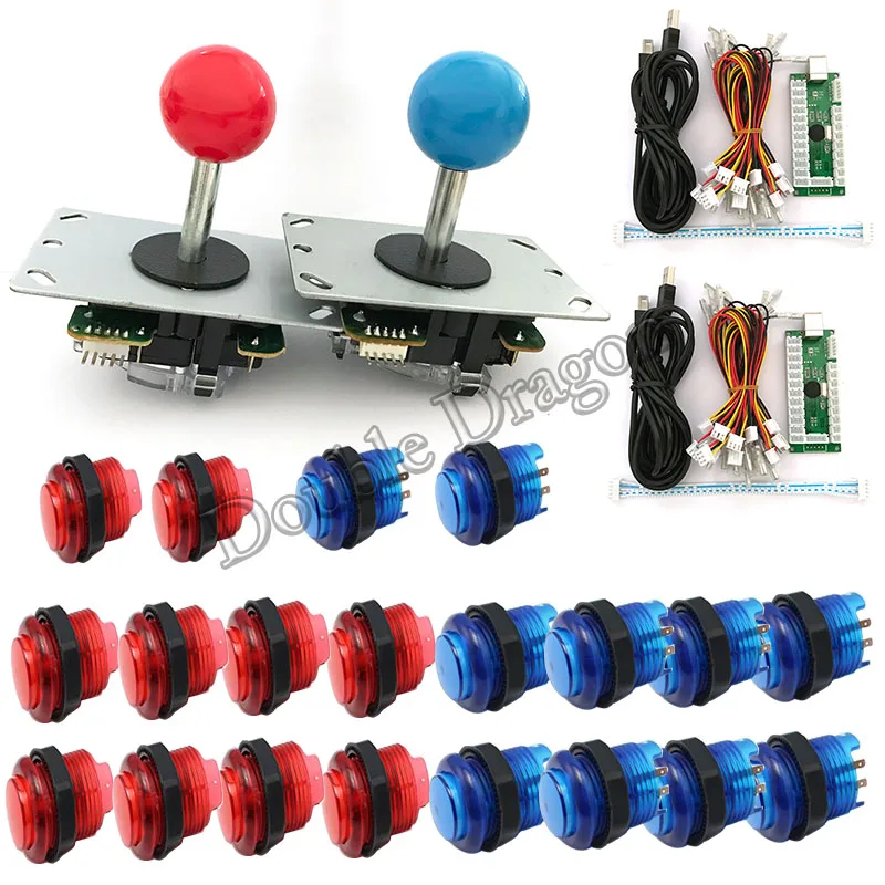 Arcade DIY Kit Parts Zero Delay USB Encoder To PC Joystick + 20x LED ...