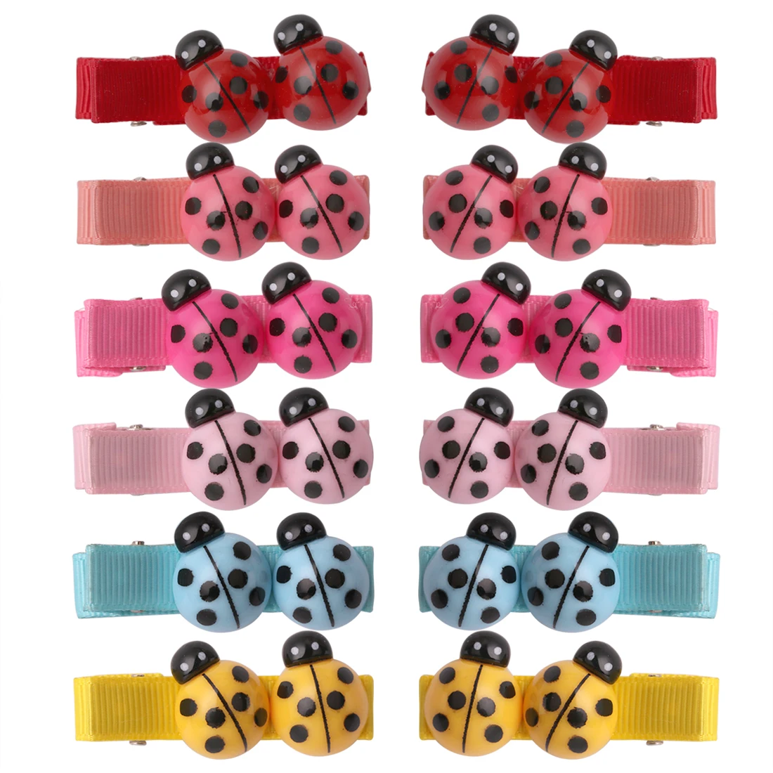 6pair=12pcs Mini Ladybug Hairpins Children's Cartoon Barrettes Colorful ...