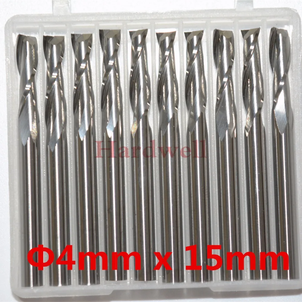 Fresa de carburo sólido CNC, 10 piezas 4mm * 15mm, broca de enrutador de carpintería, 2 ranuras ...