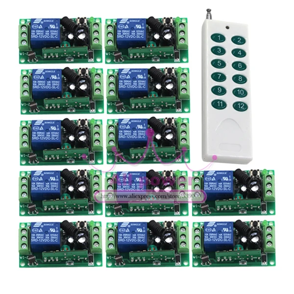 Hot Sale Wireless RF Remote Control Switches 1pcs 12CH Remote ...