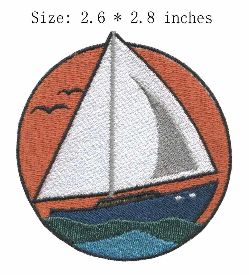 Set sail embroidery patch 2.6"wide /circle patch/sea/garment patch ...
