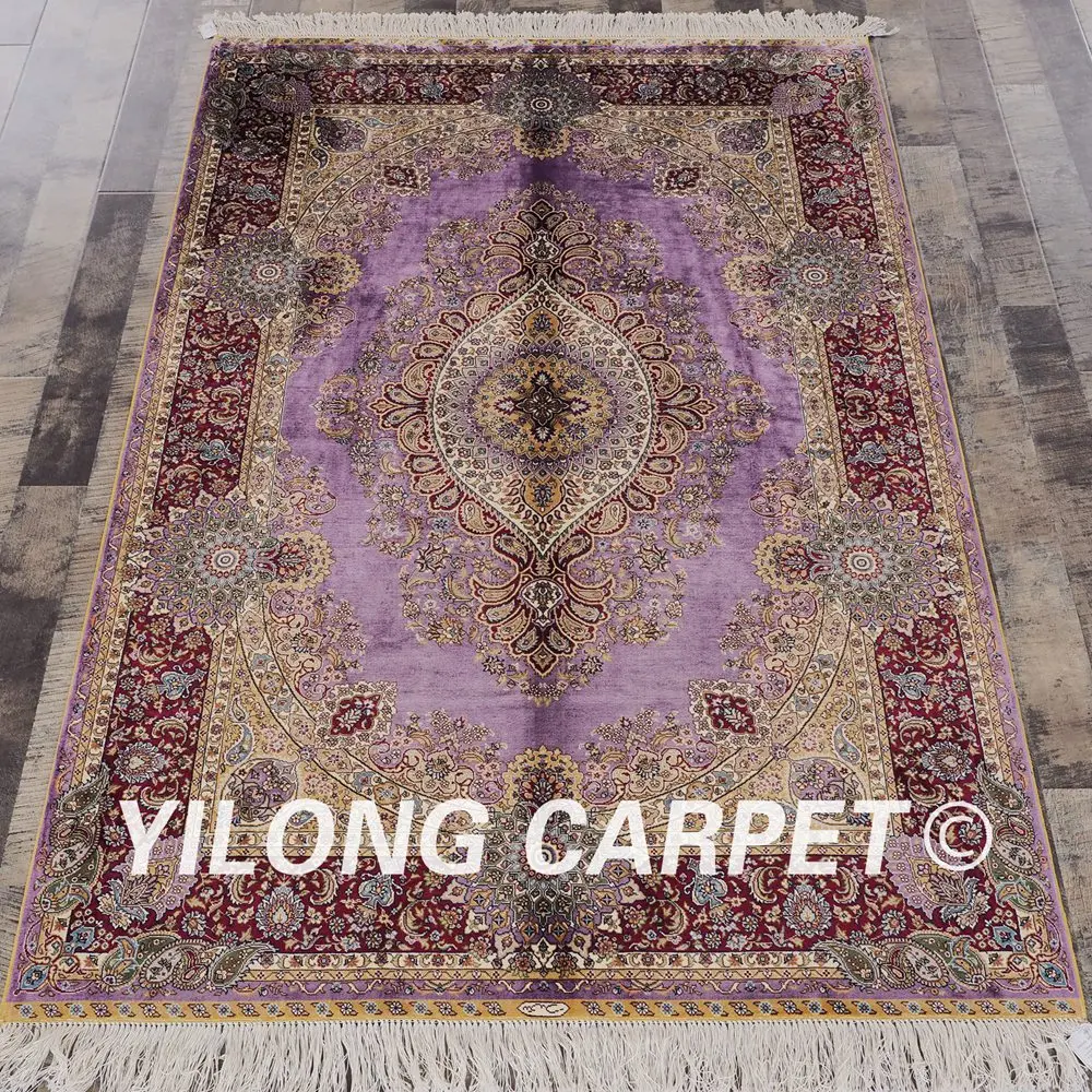 Yilong 4'x6' Hand Knotted Purple Persian Rugs Antique Oriental Turkish ...