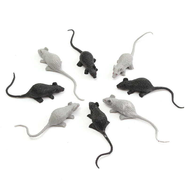 Funny Halloween Gifts 8 Pcs/set Fake Black White Mouse Toy Mice Plastic ...