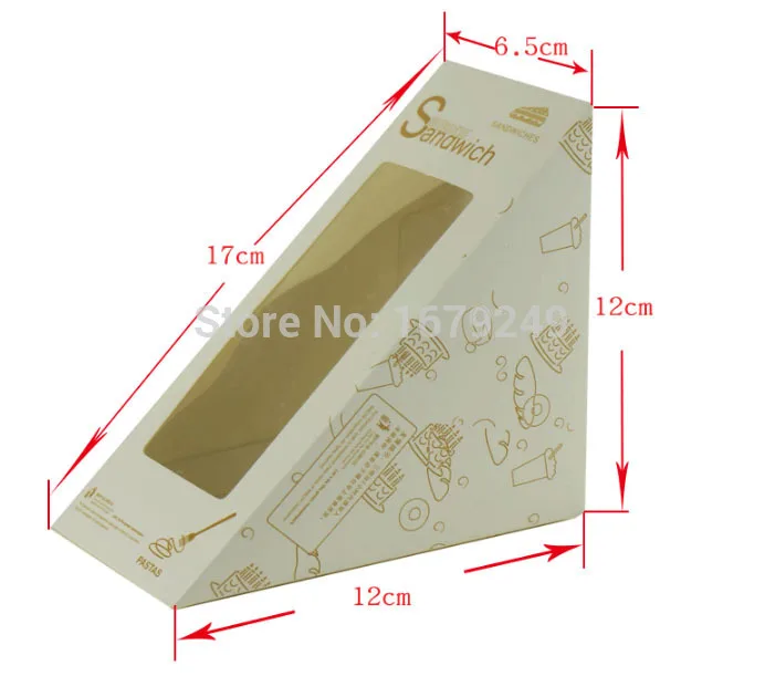 12*12*6.5CM white Sandwich boxes Open the window Food packing box ...
