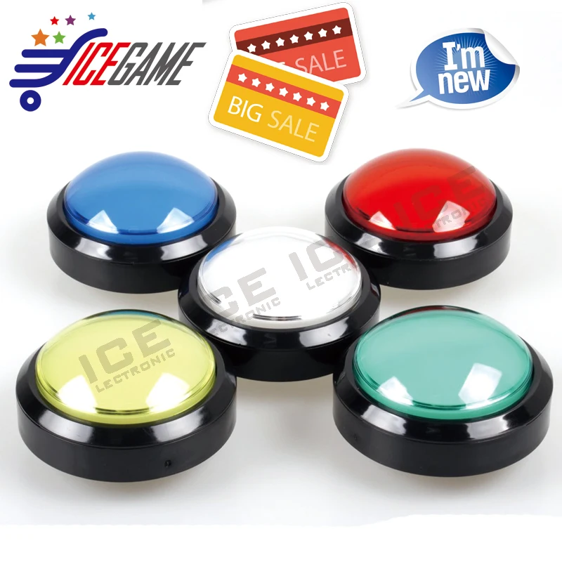 5pcs New 100mm Big Dome Shaped 12V LED Illuminated Push Buttons Switch ...
