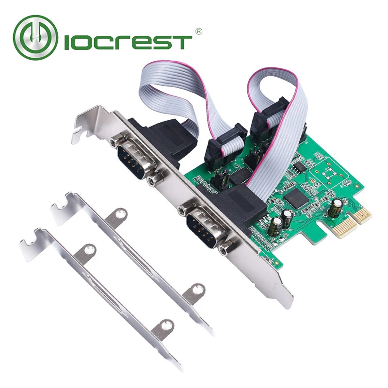 IOCREST PCI Express 2 Ports Serial Rs232 Com Db9 Controller Card Dual PortPcie 1.0 X 1 I/O ...