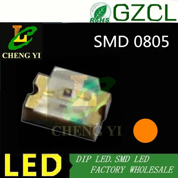 Orange SMD 0805 LED SMT light emitting diodes 600 610nm 2.0 2.5V(CE ...