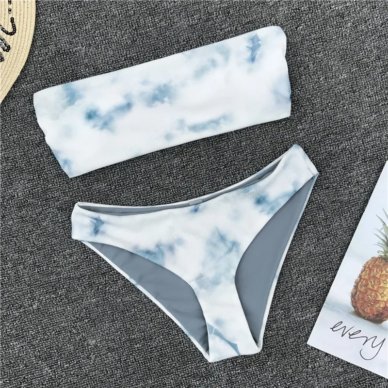 Bikini 2018 Bathing Suit Women Biquini Swimwear Sexy Sky Blue Printed ...