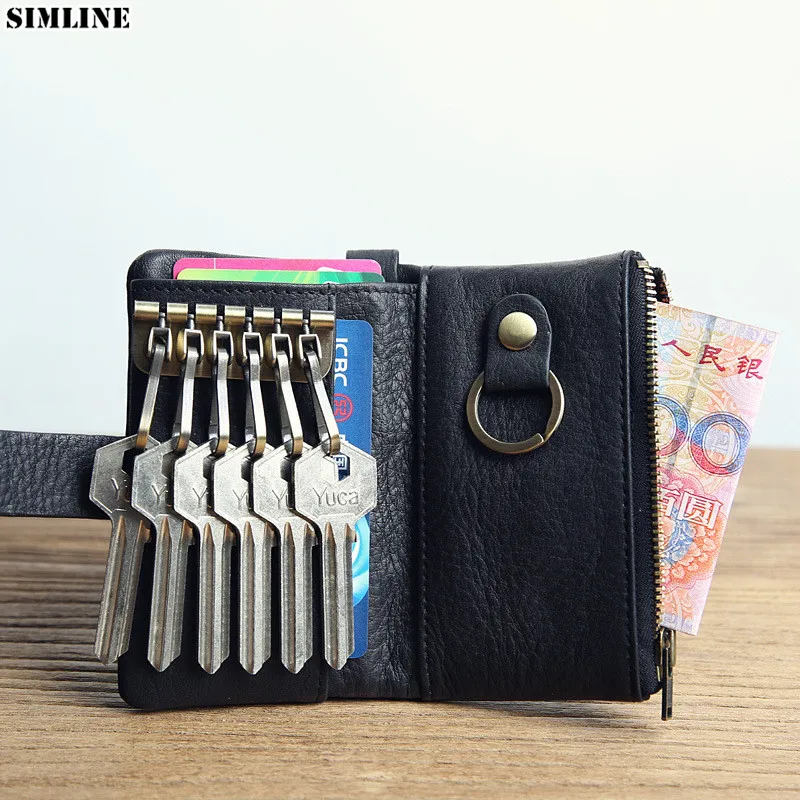 Genuine-Leather-Key-Wallet-Multi-Function-Car-Key-Pouch-Coin-Purse-Card ...