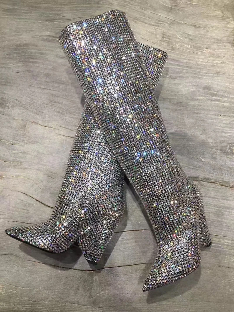 Rhinestone Over The Knee Boots Fandw