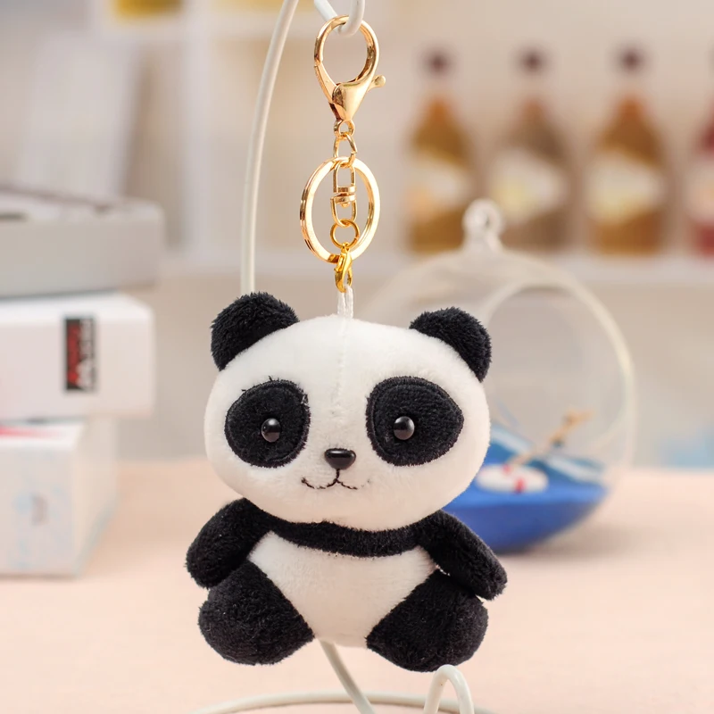 Toys Doll Cartoon Plush Black Blue Brown Cute Panda Keychain Keyring ...