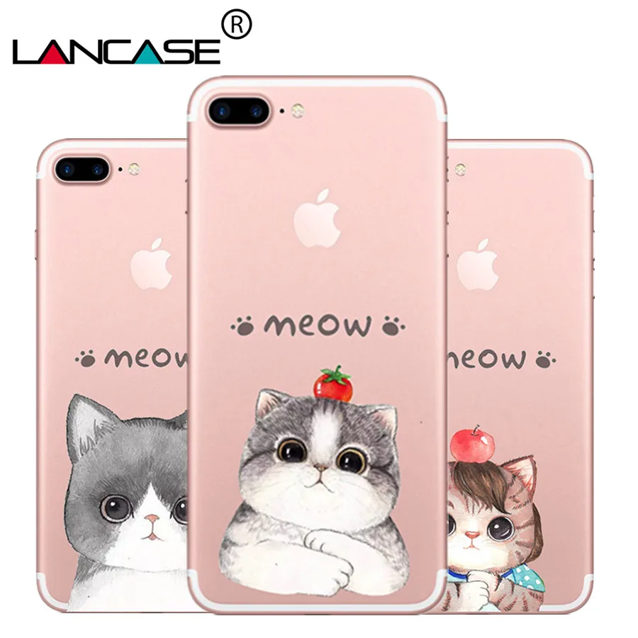 LANCASE Cat Case for iPhone 6 Cute Cartoon Clear Silicone Mobile Phone ...