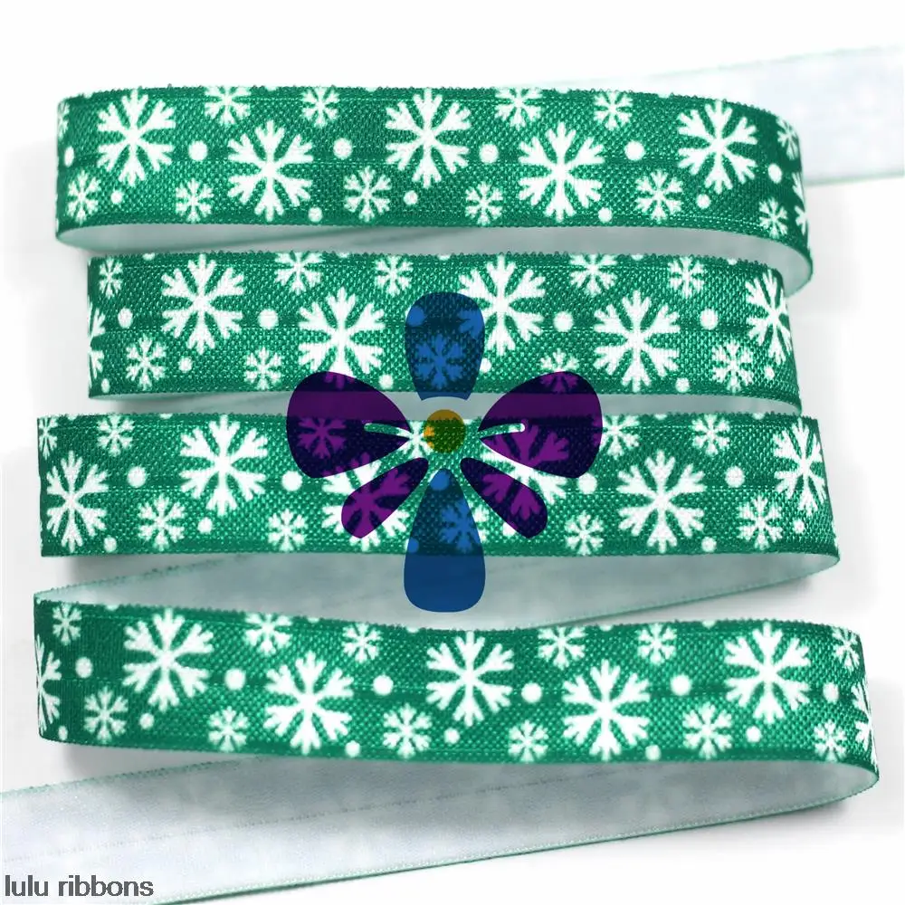 50 Yards Snowflake ribbon, Christmas ribbon, Green ribbon, Sewing ...
