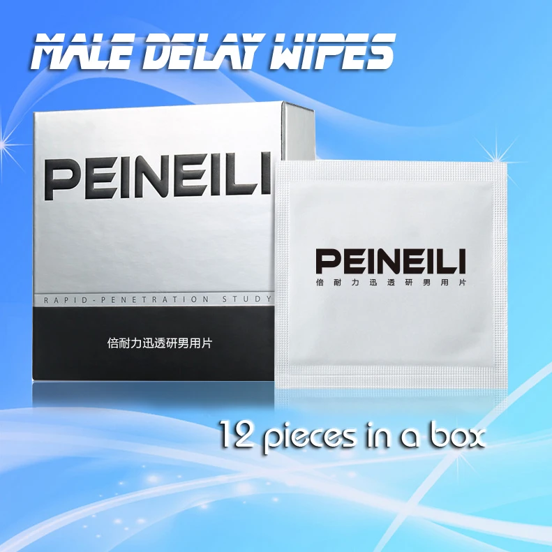 12 pieces in a box Male delay wipes prolong ejaculation time tissue ...