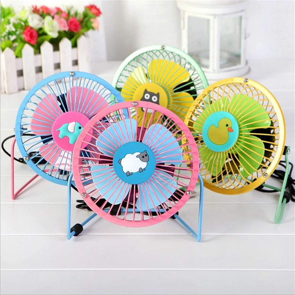 Mini Cartoon Animal Pattern Micro USB Desk Cooling Fan 4 Colors Cute ...