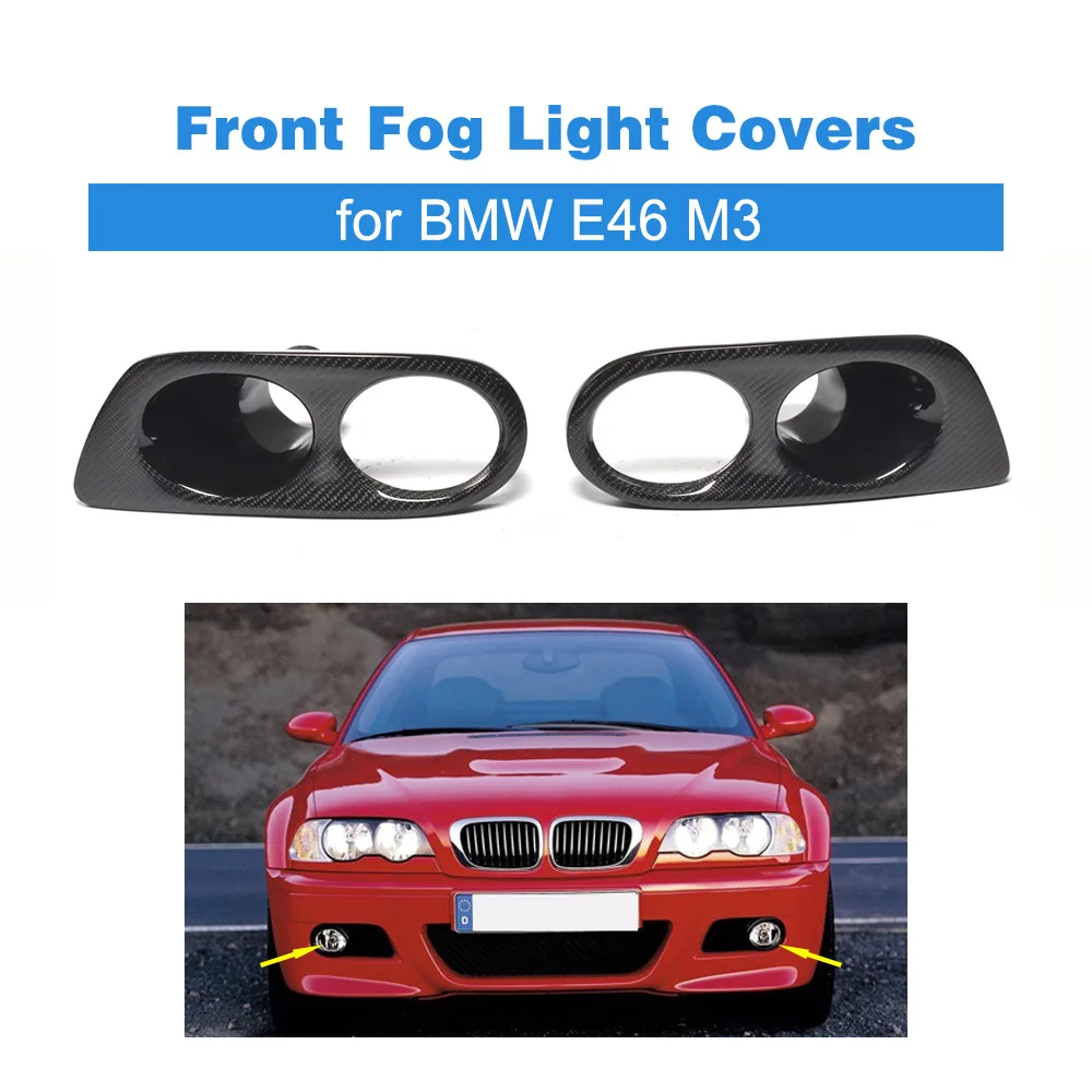 Carbon-Fiber-Front-Fog-Light-Covers-Lamp-Masks-Caps-Fit-for-BMW-E46-M3 ...