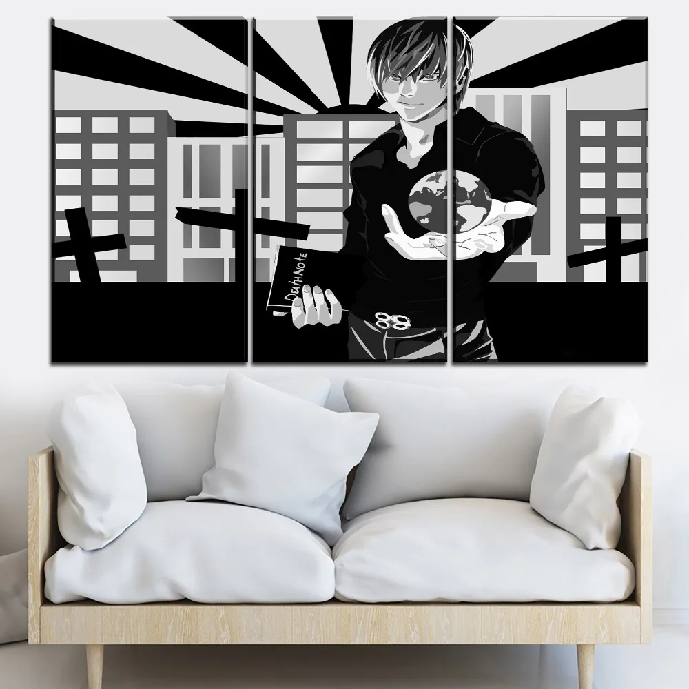 Modern Printed Art Style Modular Picture 3 Piece Anime Death Note Light ...