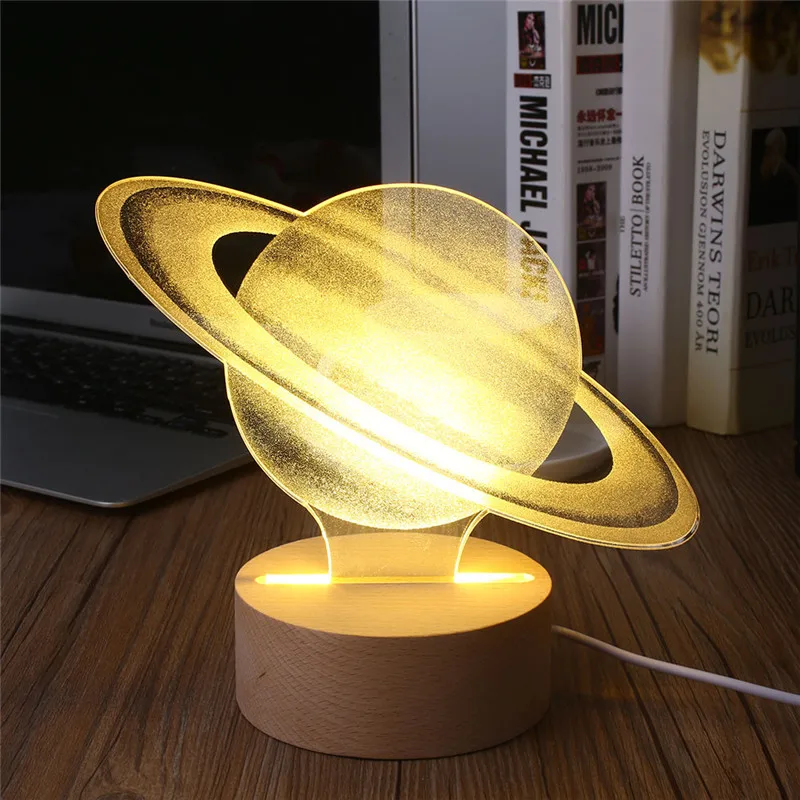 3D Night Light 110V Modeling Lamp Glow Saturn Design LED Light New Year ...