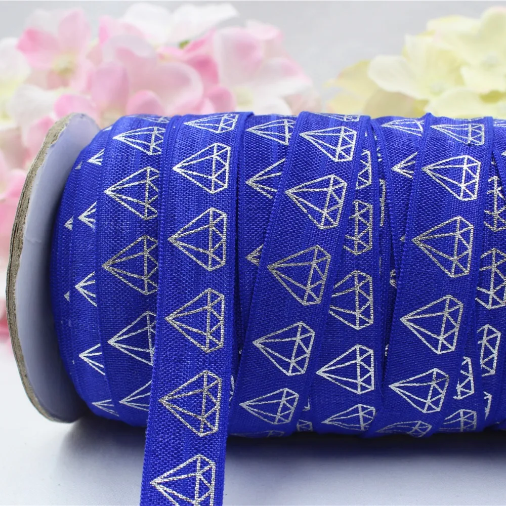 16608 11, 5/8'' 16MM hot Silver print diamond Elasticity ribbon , 5 ...