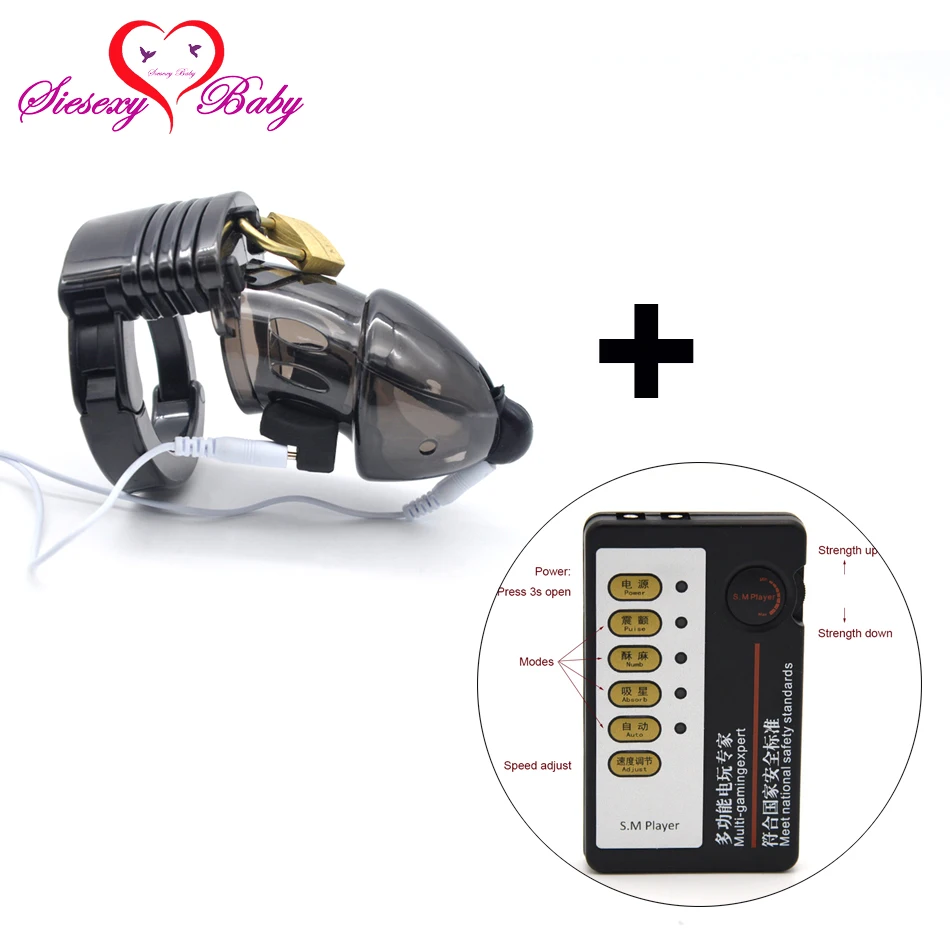 Buy Black Penis Cage Electric Shock Host And Cable