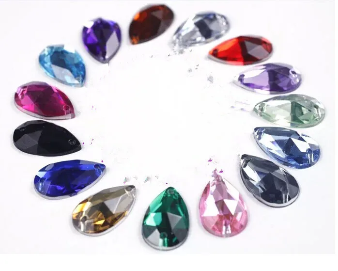 13*18mm 500pcs Mixed Color Good Acrylic Flat Back Rhinestones Heart ...