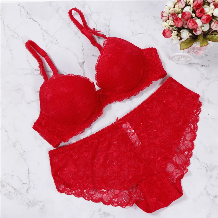 2021 Ladies Push Up Lace Bra Set For Women Plus Size Bra And Panties Set y Lingerie Set Black 
