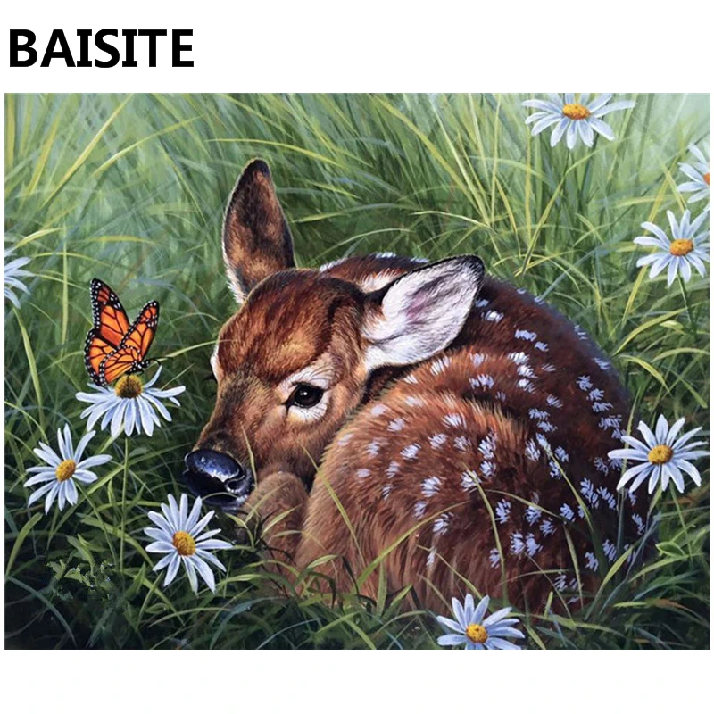 BAISITE DIY Oil Painting By Numbers Frameless Pictures On Canvas Modern ...