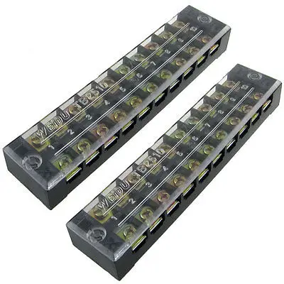 2 Pcs Plastic Cover 10 Position Terminal Block Barriers 600V 25A Free ...