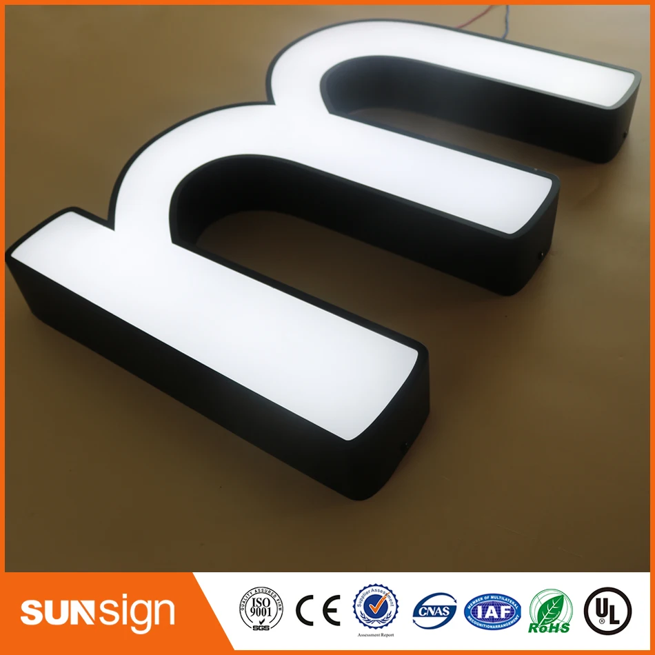Indoor mini acrylic led illuminated letters, Frontlit stainless steel ...