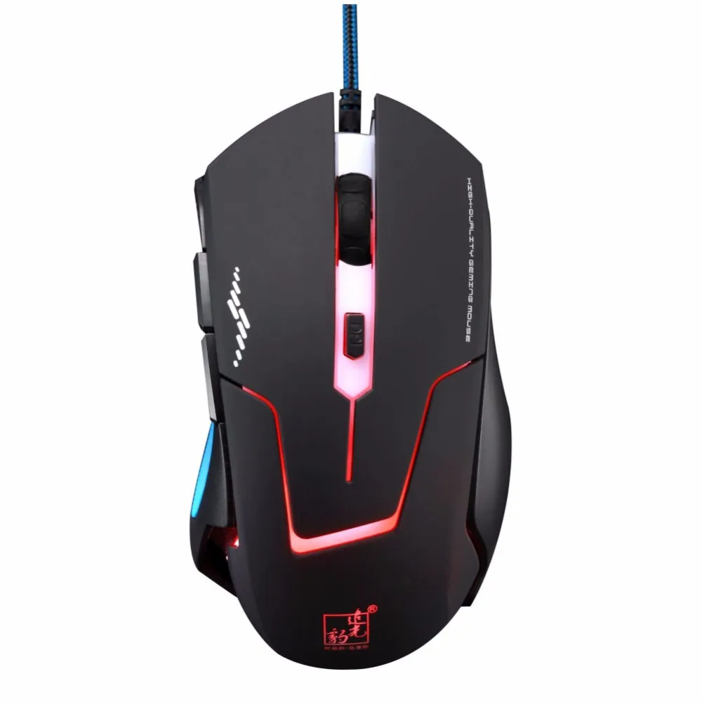 1 Pc Durable Cool Wired Black 2400dpi 6-button Optical Mouse For Home ...