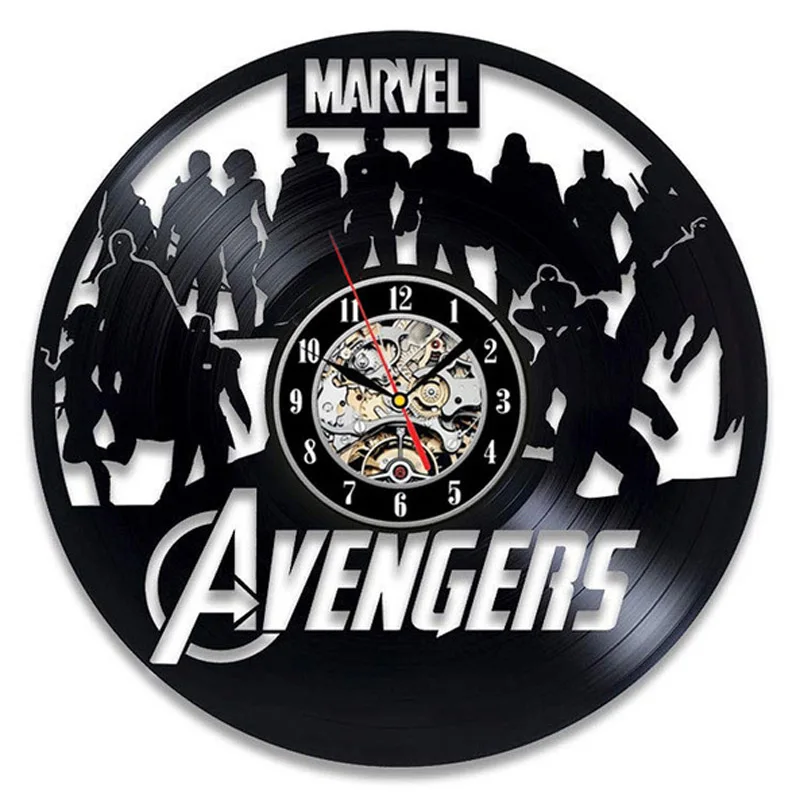 Avengers Vinyl Record Wall Clock Modern Design Marvel Comics Iron Man ...