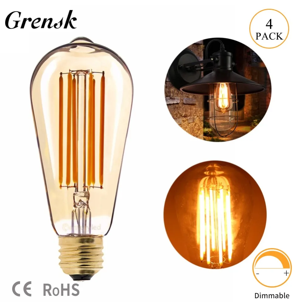 ST64-6W-E27-LED-Bulbs-220V-Dimmable-Long-Filament-Lamp-Vintage-Edison ...