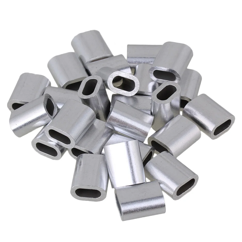Sliver Color Oval Shape Aluminum Clip Wire Rope Swage Clip M5 Set of 25 ...