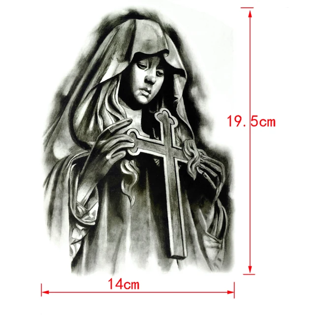 5pcs Prayer Nuns Waterproof Temporary Tattoo Sticker Gods Daughter Fake Tattoo Body Art