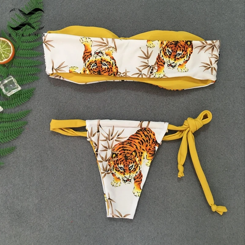 Bikinx Tiger print bathing suit women bathers Thong bottom bikini set ...