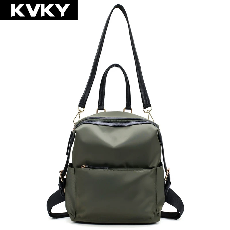 Kvky 브랜드 여성 배낭 방수 나일론 학생 학교 가방 프레피 스타일의 배낭 여성 캐주얼 여행 가방 Mochilabag