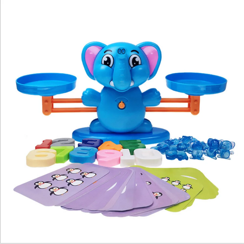 Math Match Game Board Toys Penguin Elephant Match Balancing Scale ...