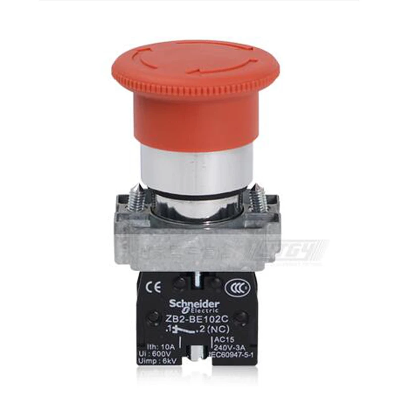 2pcs 660v 10a 22mm 1nc Red Mushroom Emergency Stop Latching Push Button ...