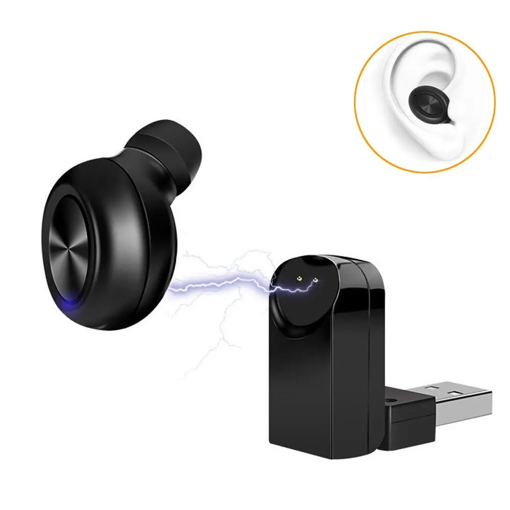 Small Wireless Bluetooth Earphone USB Magnet Invisible Hidden Mini ...