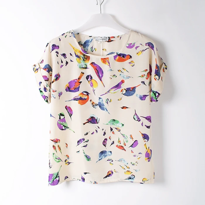 2016 New Chic Hot Sale Free Shipping Sexy Women Colorful Birds Chiffon