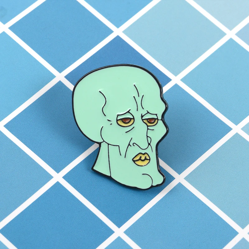 Green head bald head Ugly demon thick lips Red eyes funny brooch Enamel ...