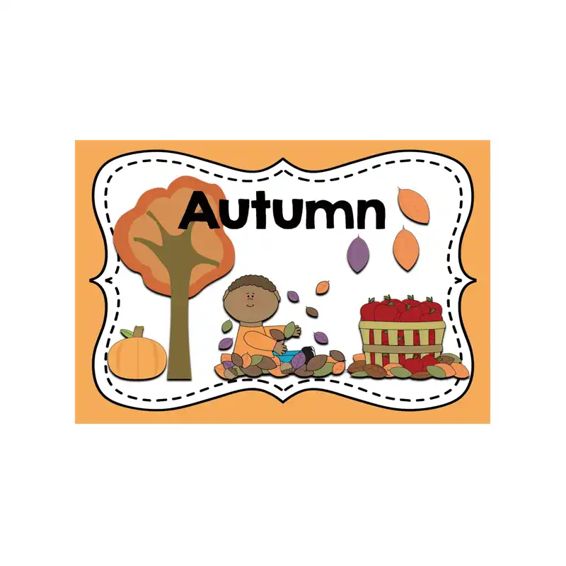 4PCS/Set A4 English Card Four Seasons Word Cards Montessori Learning ...