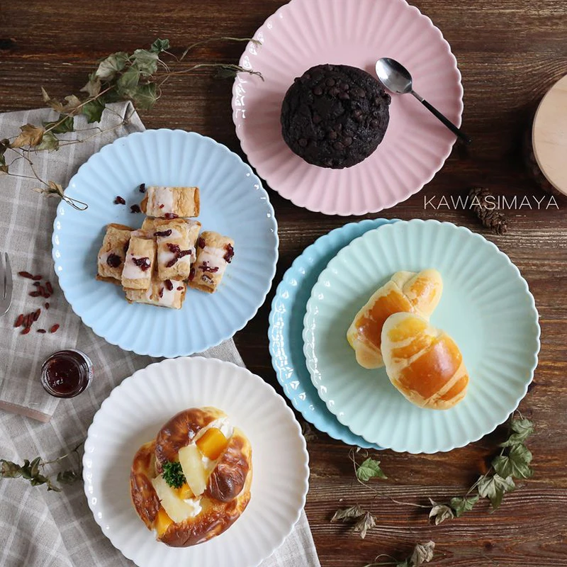 Japanese candy color ceramic plate cake bread dessert plate steak sushi ...